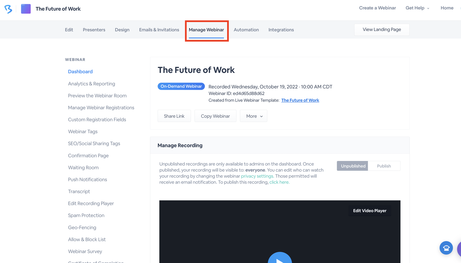 How can I download presenter transcripts for my webinars?