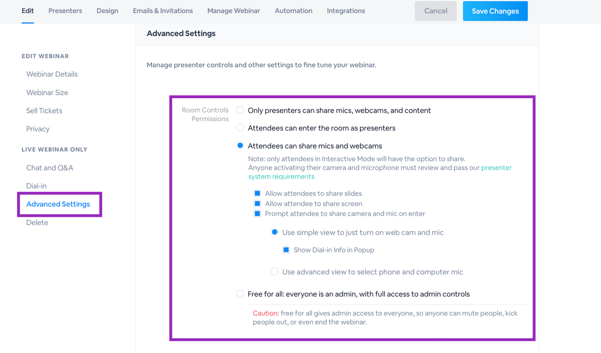 Can I Allow Attendees to Share Their Screens and Slides During a Session?