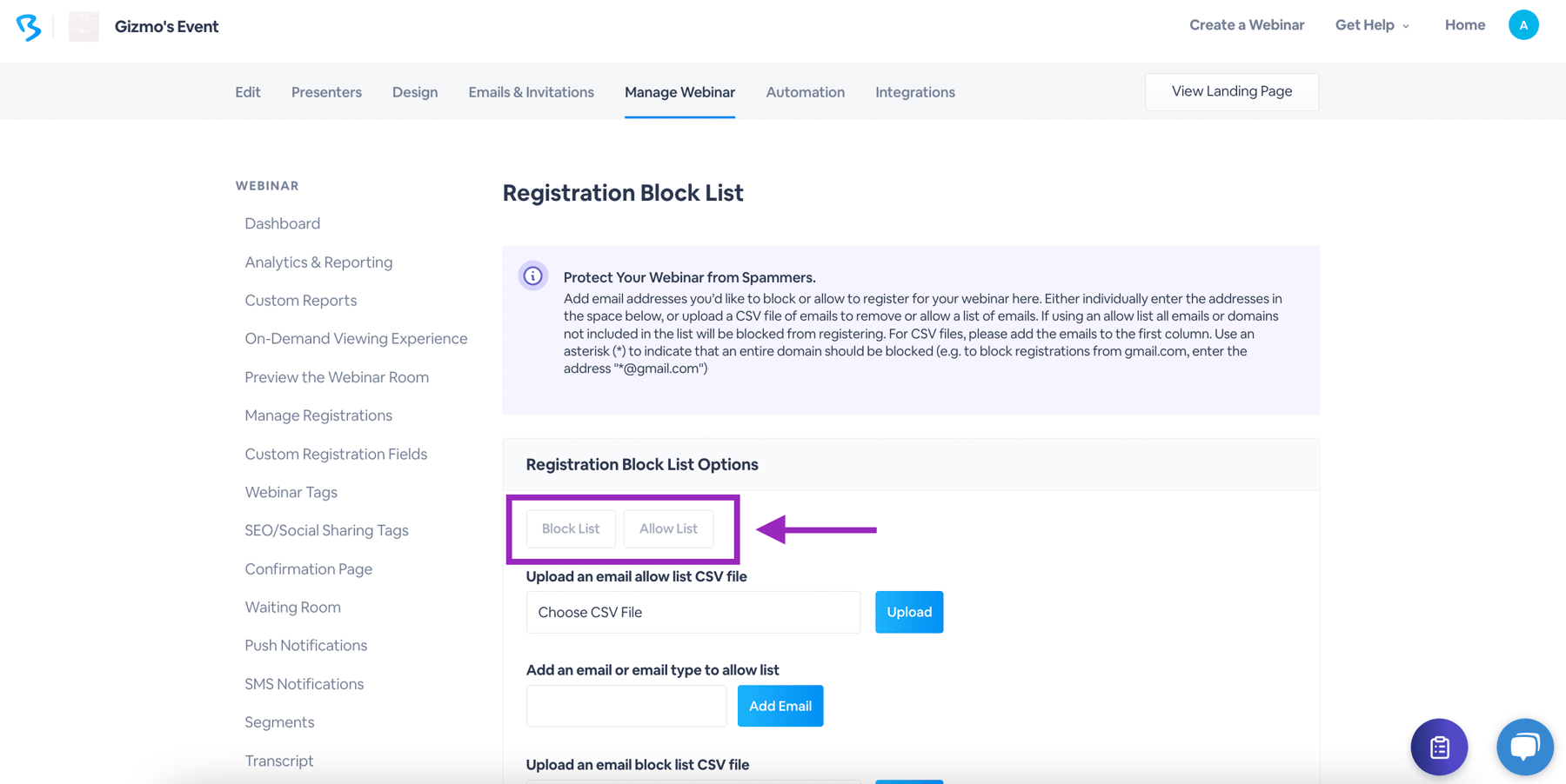 How to Block Specific Emails or Domains from Registering to Your Events