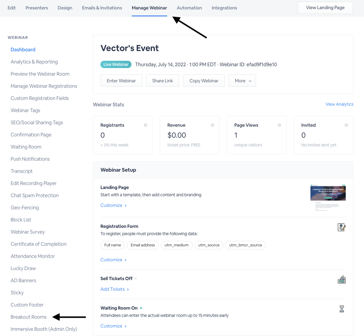 Creating Breakout Rooms