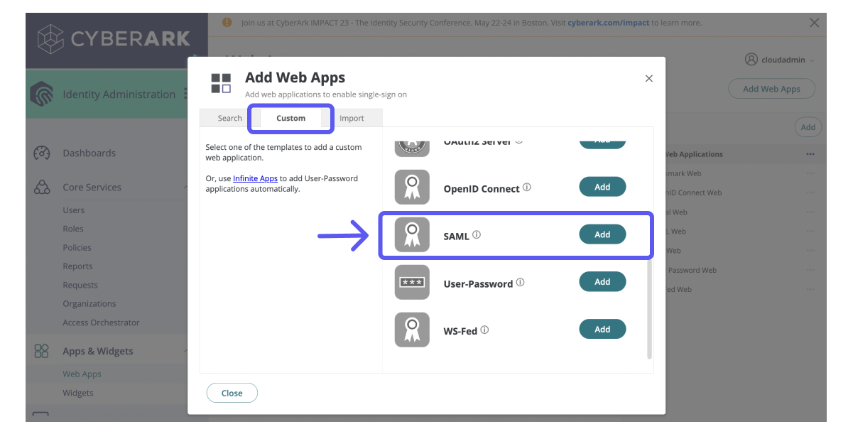 Using CyberArk SSO for your BigMarker Admins